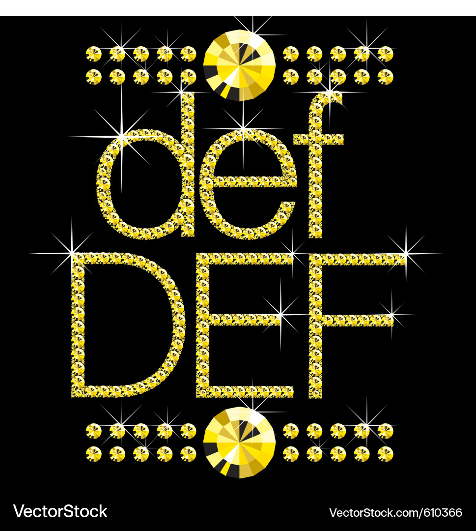 Diamond letters with gemstones isolated on black Vector Image