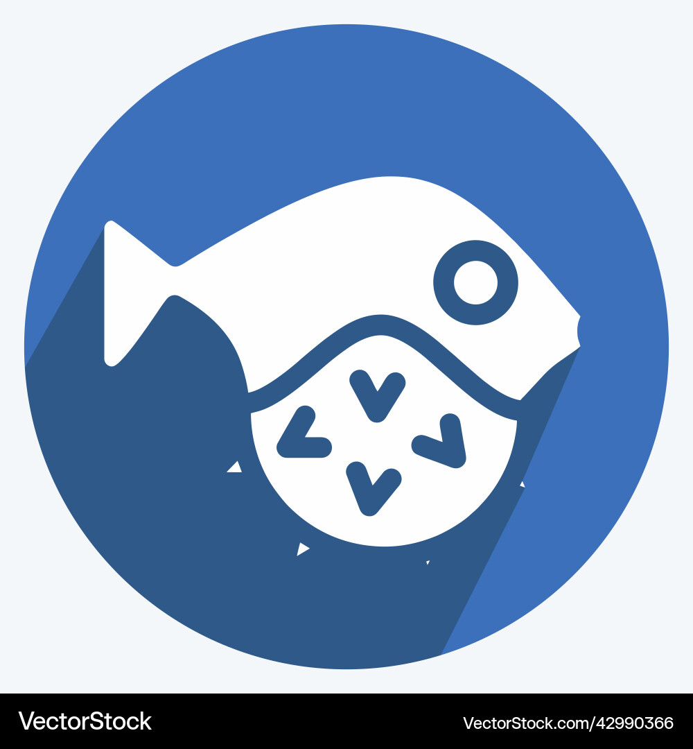 Icon puffer fish suitable for seafood symbol long Vector Image