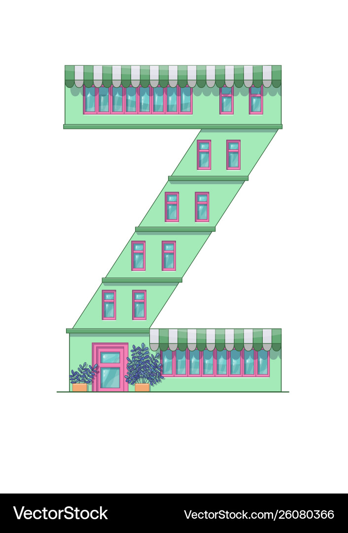 Letter z house isolated on white background a4 Vector Image