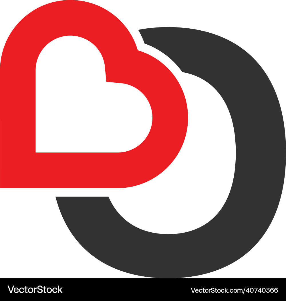 Logo heart letter o beautiful love Royalty Free Vector Image