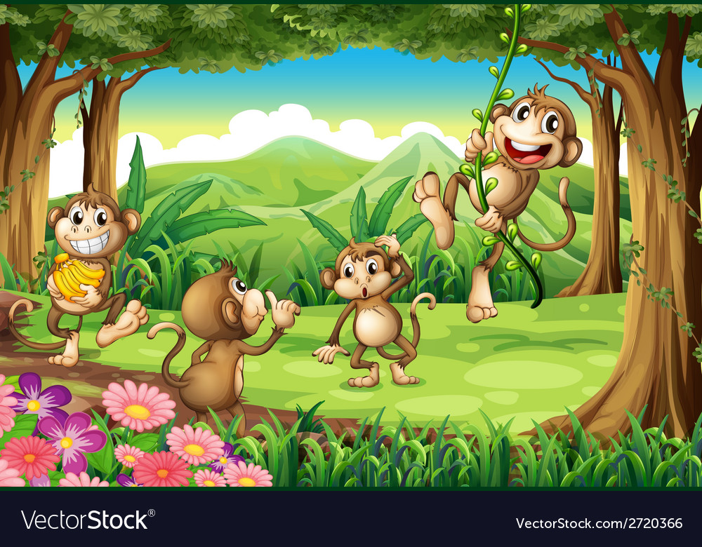 Monkeys playing Royalty Free Vector Image - VectorStock