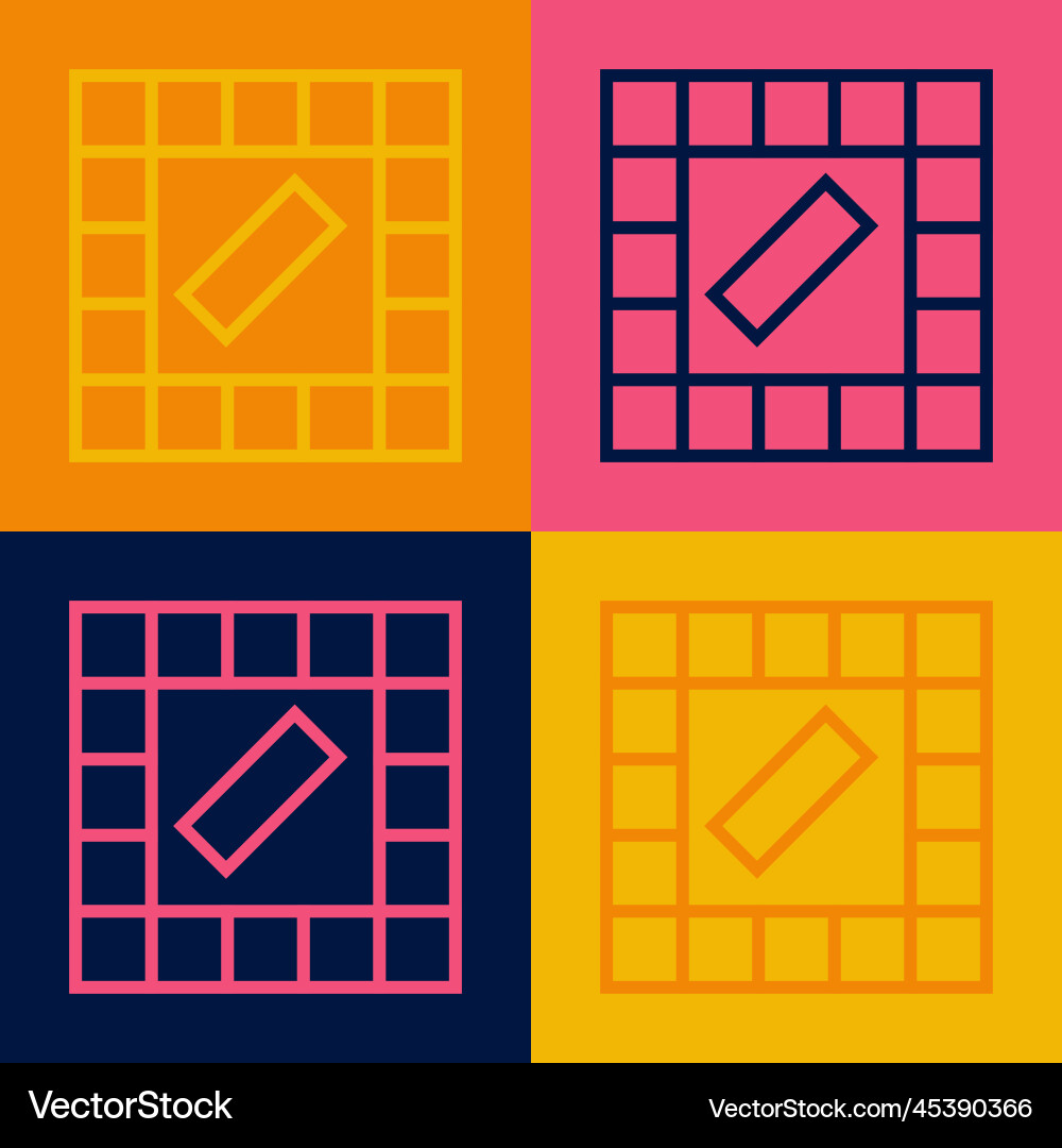 Pop art line board game icon isolated on color Vector Image