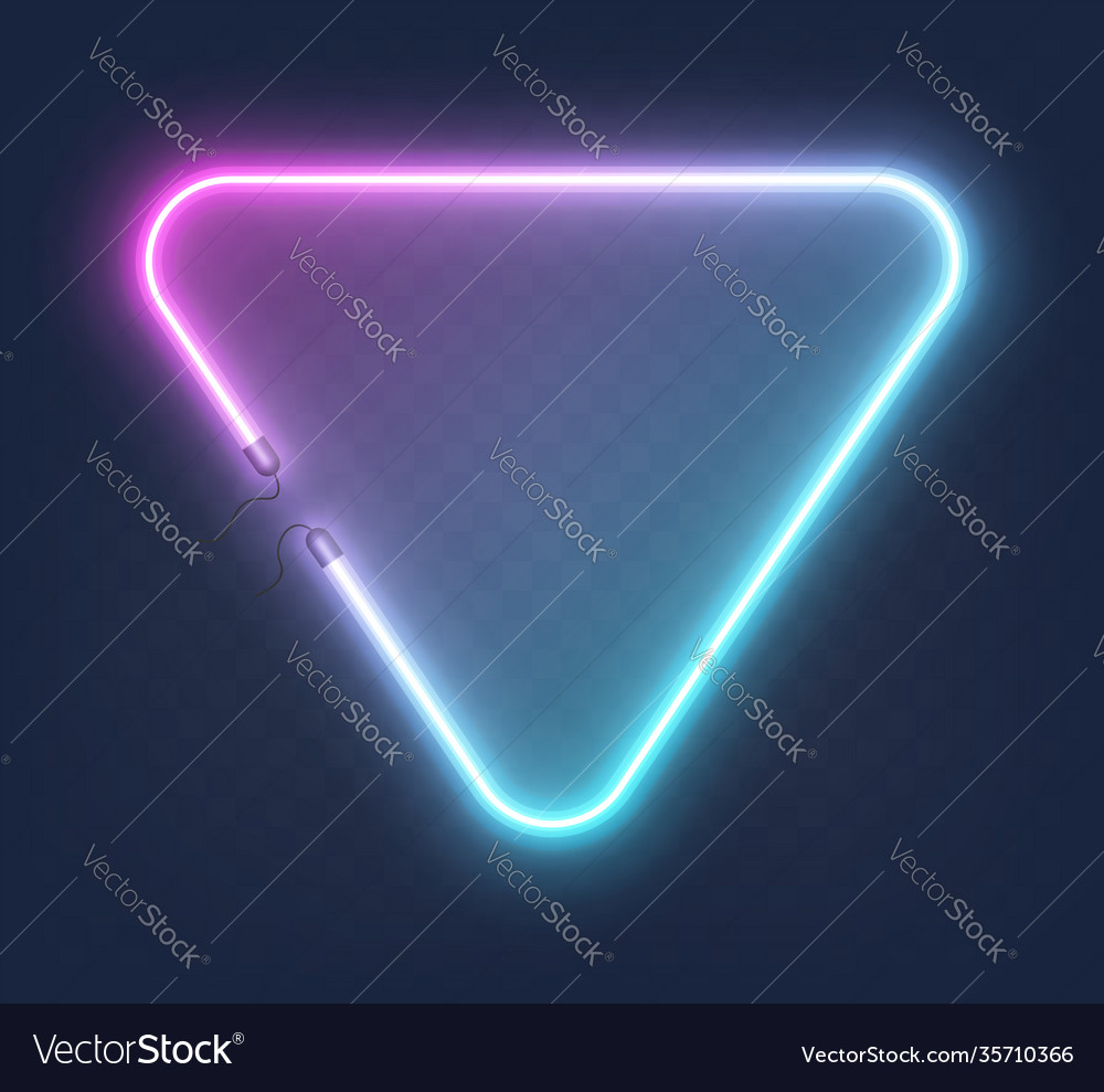 Realistic glowing shape neon triangle frame Vector Image