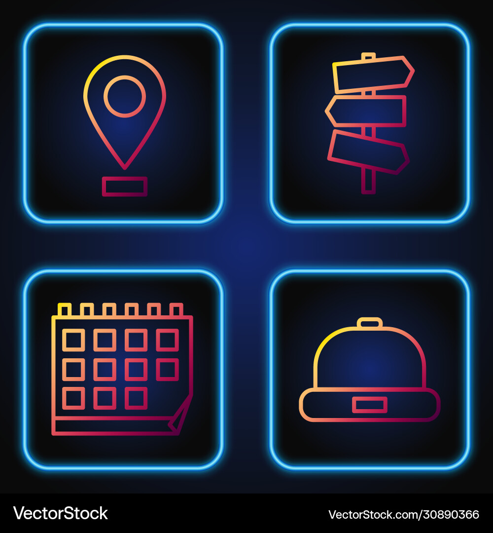 Set line beanie hat calendar location and road Vector Image