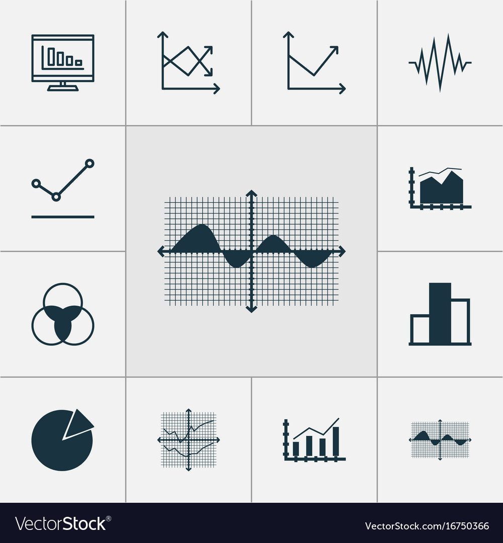 Set of graphs diagrams and statistics icons Vector Image