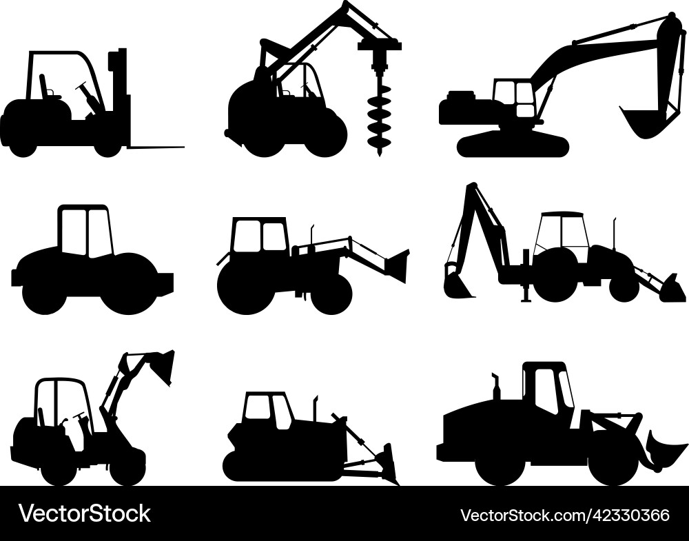 Set of heavy construction machines Royalty Free Vector Image