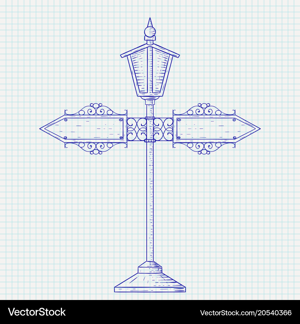 Vintage lamp post hand drawn sketch Royalty Free Vector