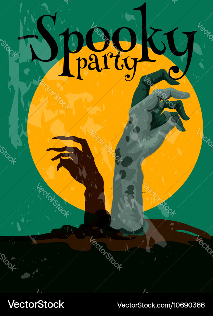 Zombie spooky party halloween poster Royalty Free Vector