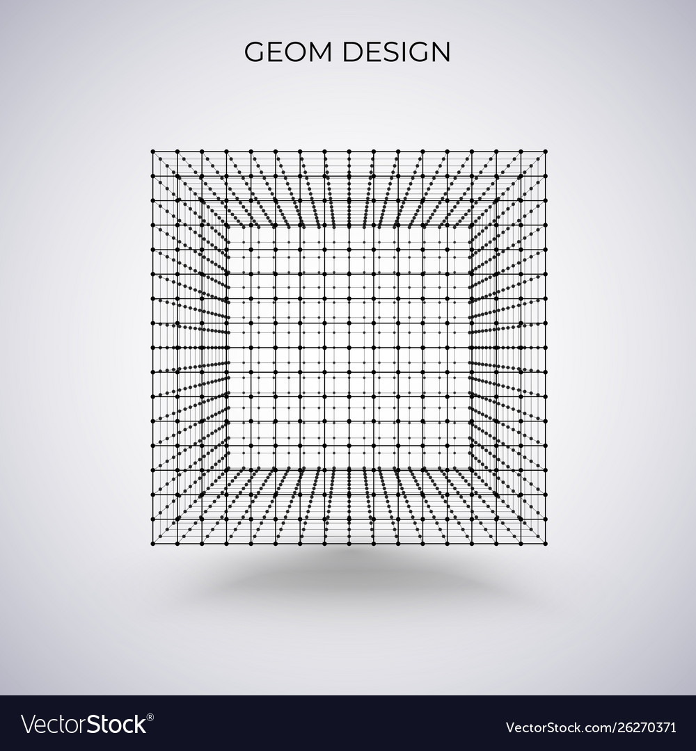 3d wireframe cube technology Royalty Free Vector Image