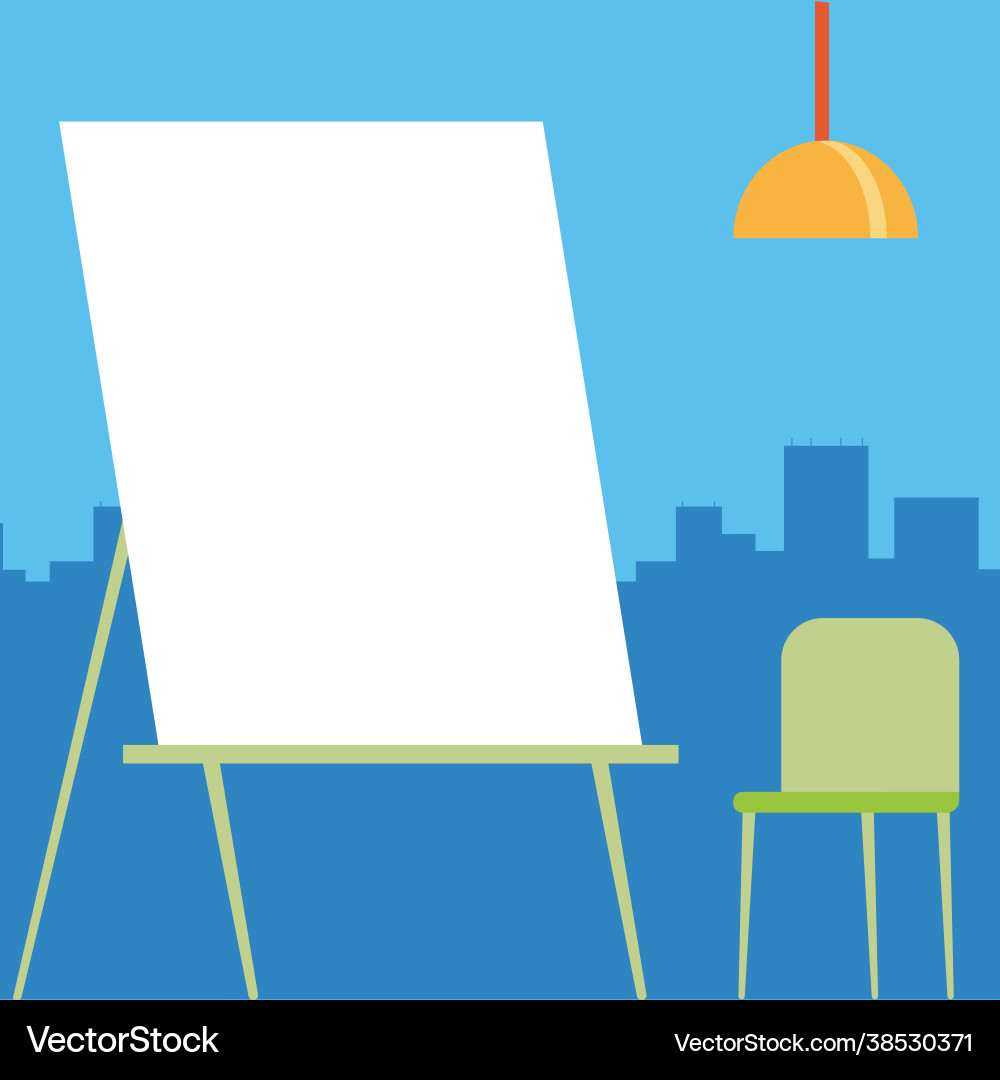 Blank painting canvas drawing with cityscape Vector Image