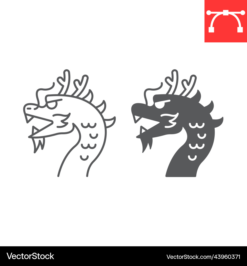 Chinese dragon line and glyph icon Royalty Free Vector Image