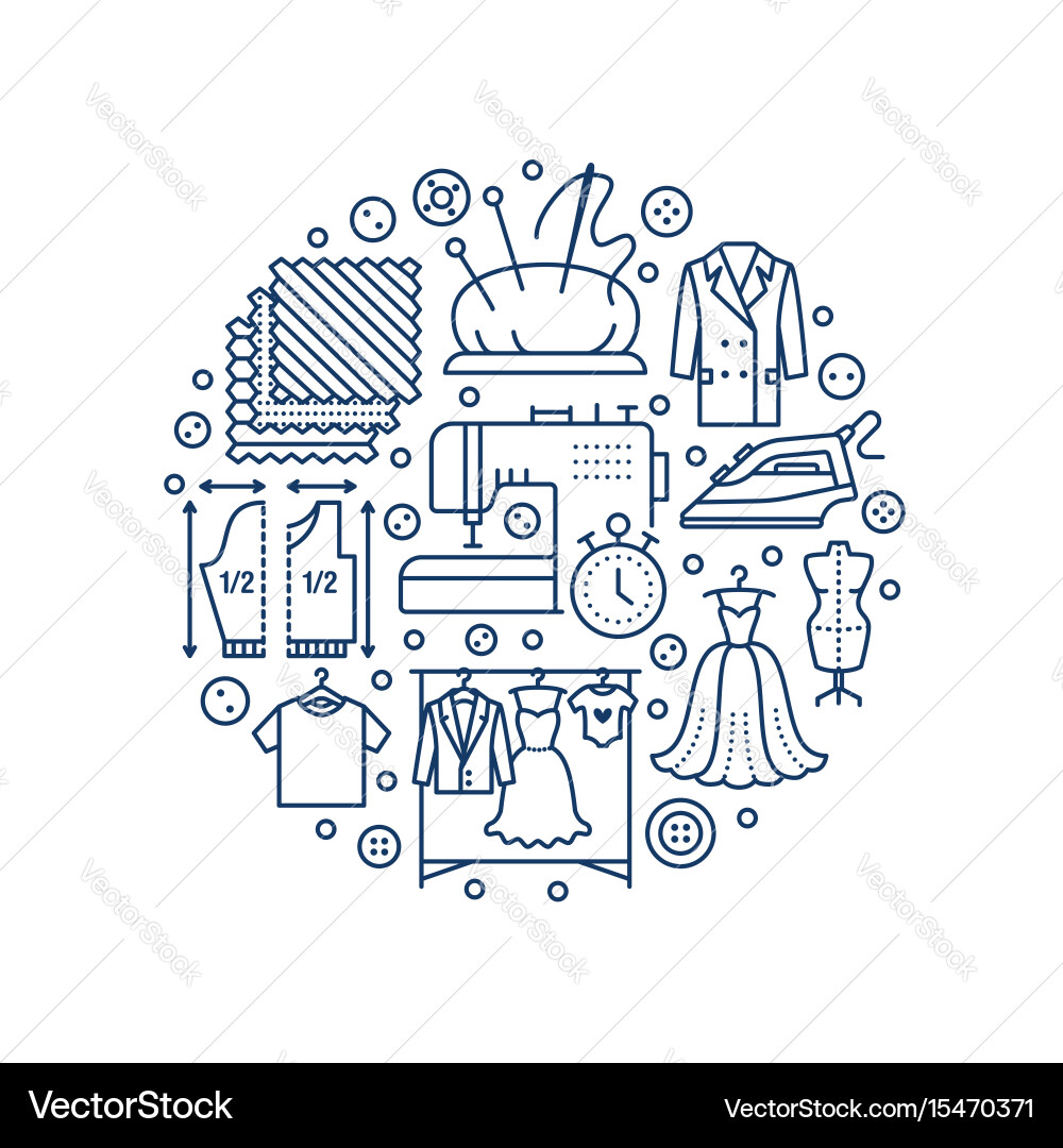 Clothing repair alterations studio equipment Vector Image