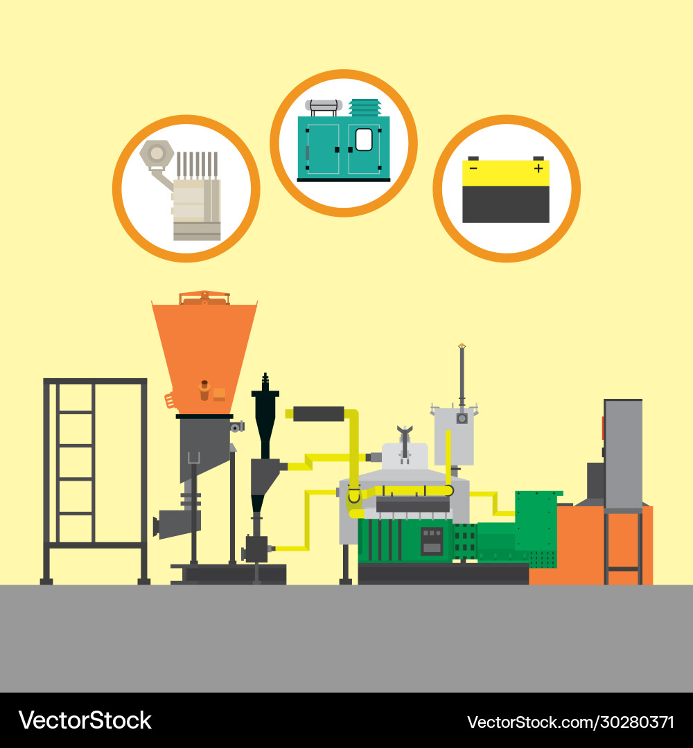 Detail flat mechanism factory working machine Vector Image