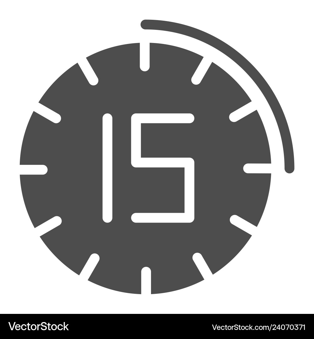 Fifteen minutes watch solid icon 15 time Vector Image