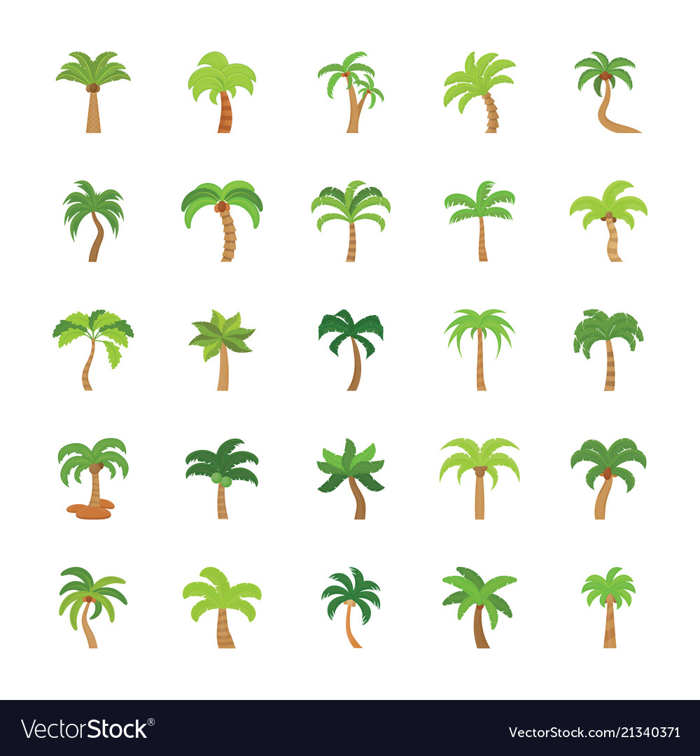Flat icons set of trees Royalty Free Vector Image
