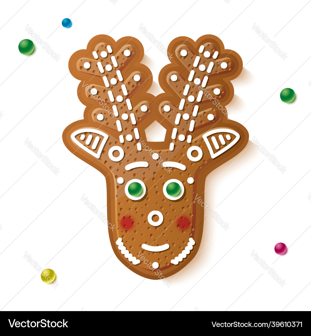 Gingerbread deer isolated on white christmas Vector Image
