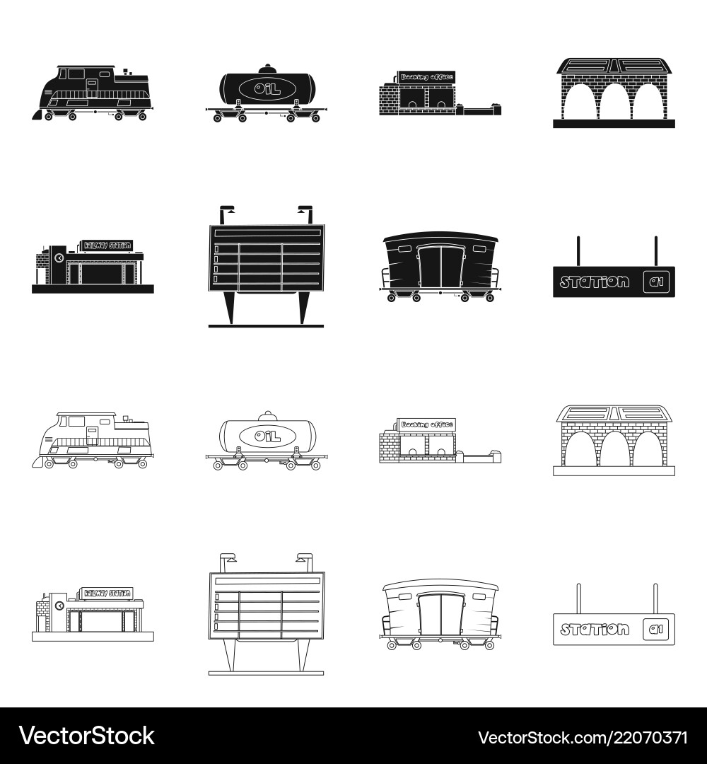 Isolated object of train and station icon set Vector Image