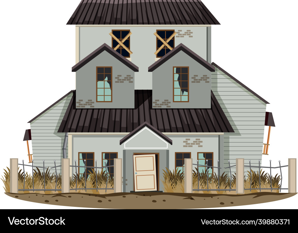 Isolated old broken house in the rural Royalty Free Vector