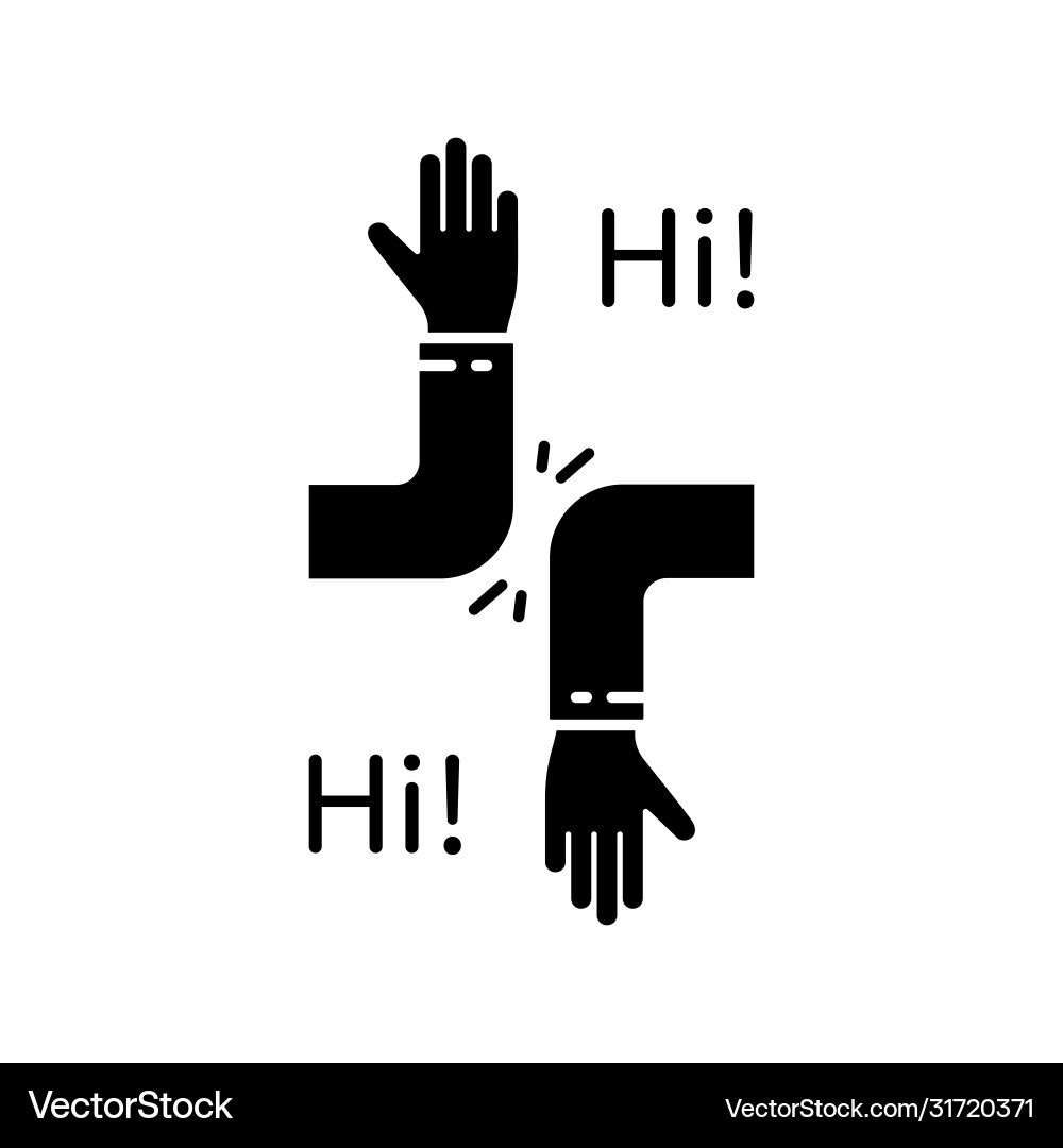 Silhouette contactless greeting poster elbow bump Vector Image