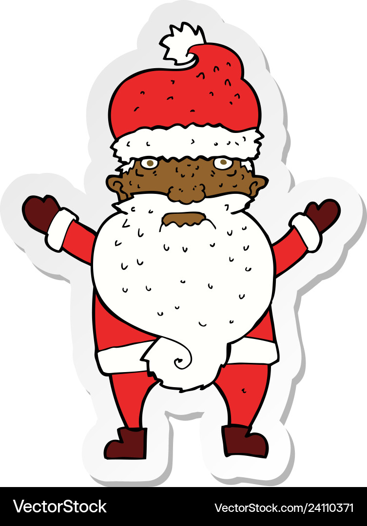 Sticker of a cartoon grumpy santa Royalty Free Vector Image