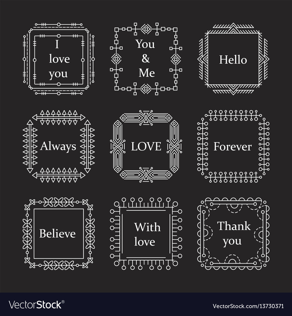 Thin line modern geometric frames Royalty Free Vector Image