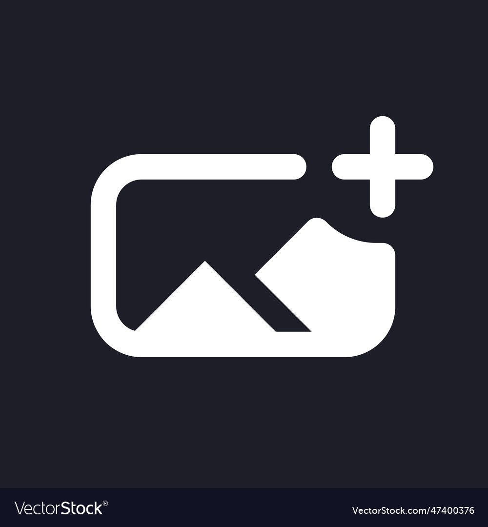 Add image white pixel perfect solid ui icon Vector Image