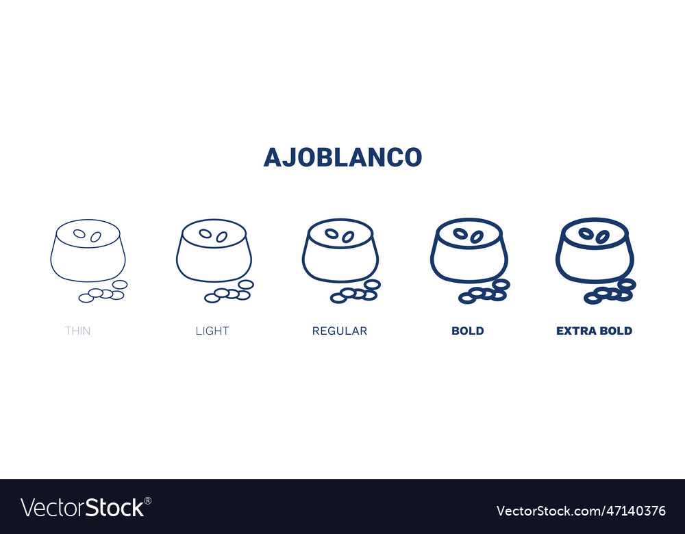 Ajoblanco icon thin light regular bold black Vector Image