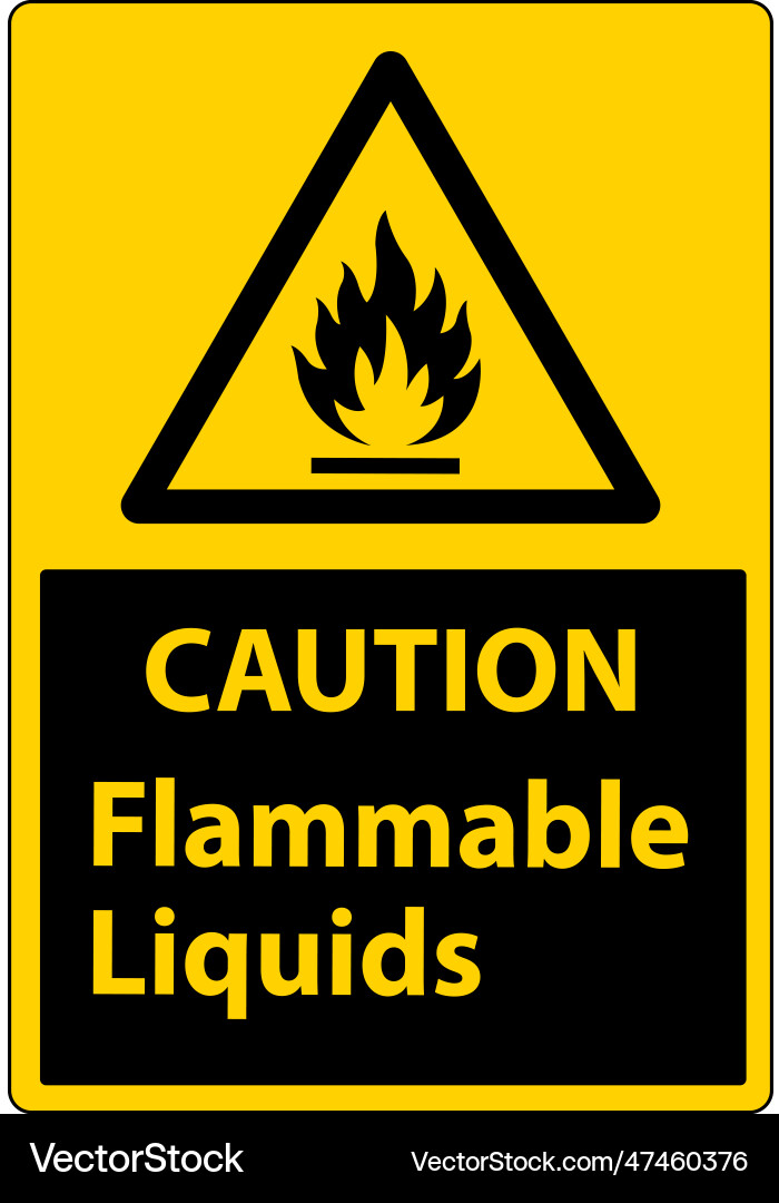 Caution flammable liquids sign on white background