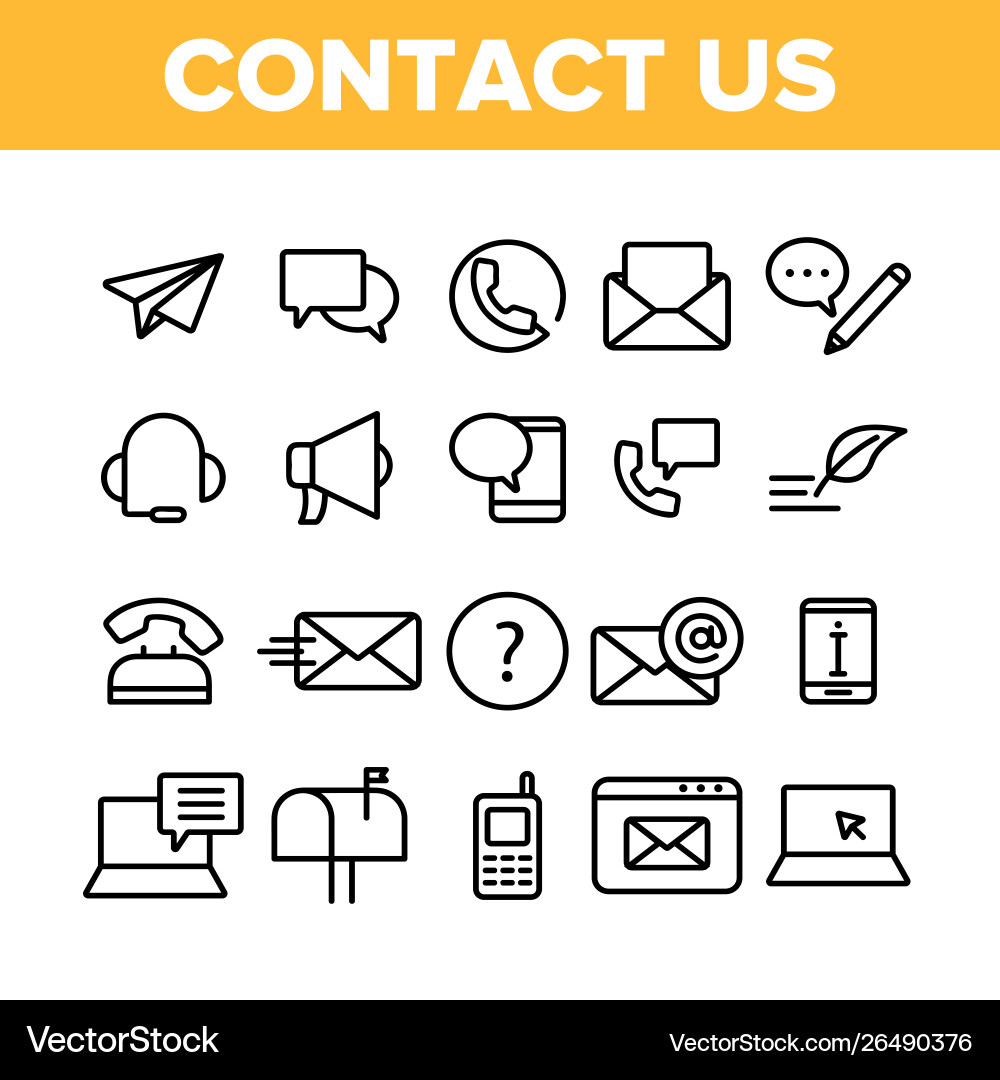 Contact us call center linear icons set Royalty Free Vector