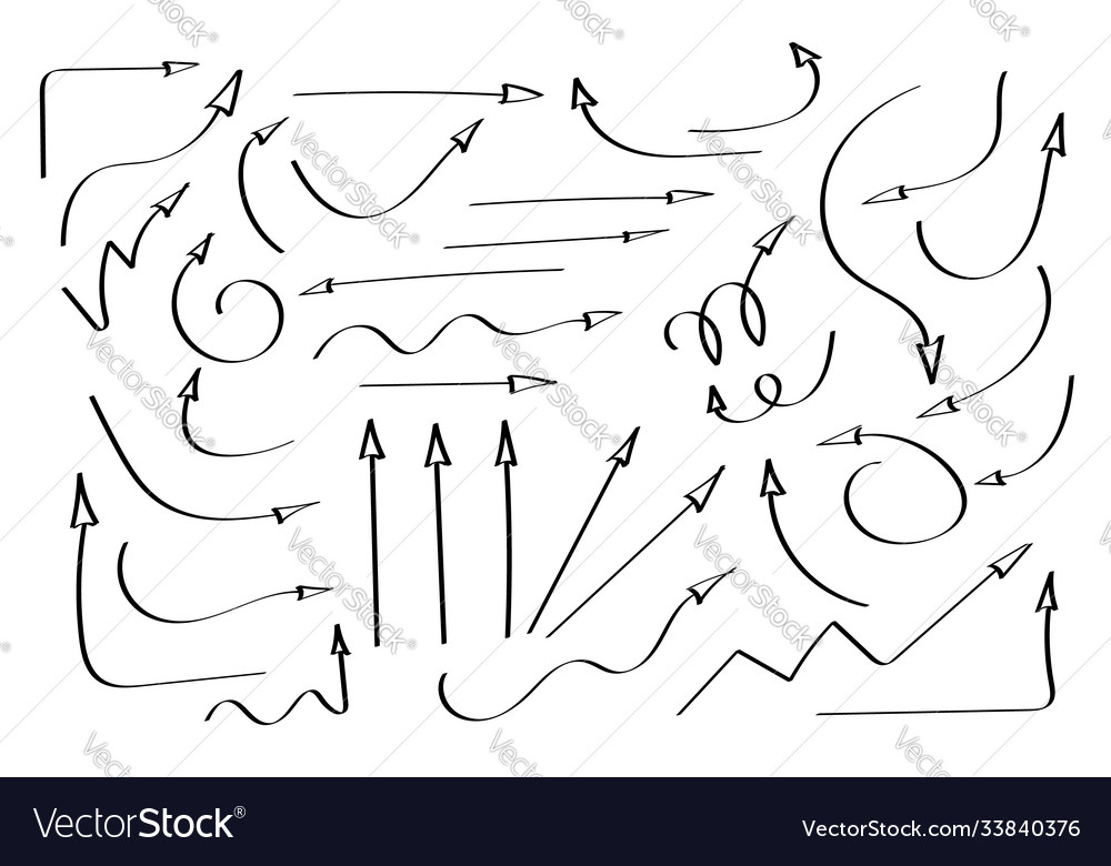 Doodle symbols pointer icons pointer graphic Vector Image