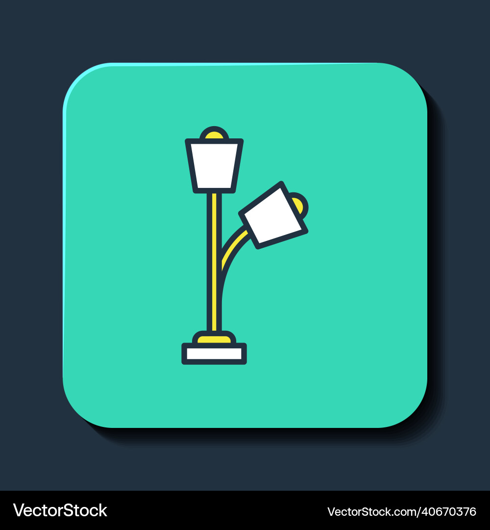 Filled outline floor lamp icon isolated on blue Vector Image