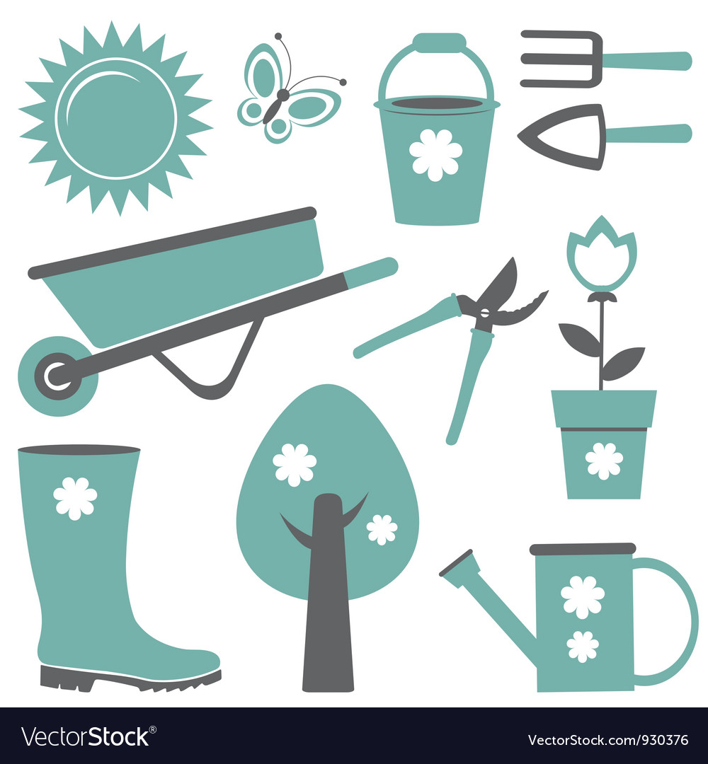 Garden set Royalty Free Vector Image - VectorStock