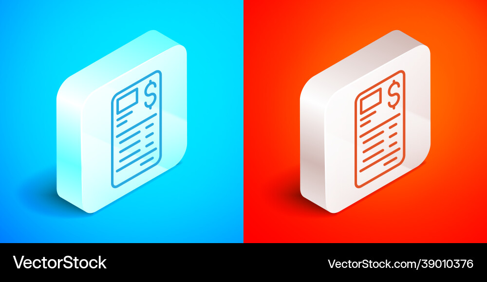 Isometric line paper or financial check icon Vector Image