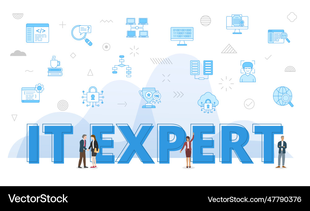 It expert concept with big words and people Vector Image