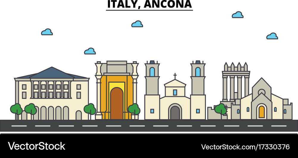 Italy ancona city skyline architecture Royalty Free Vector