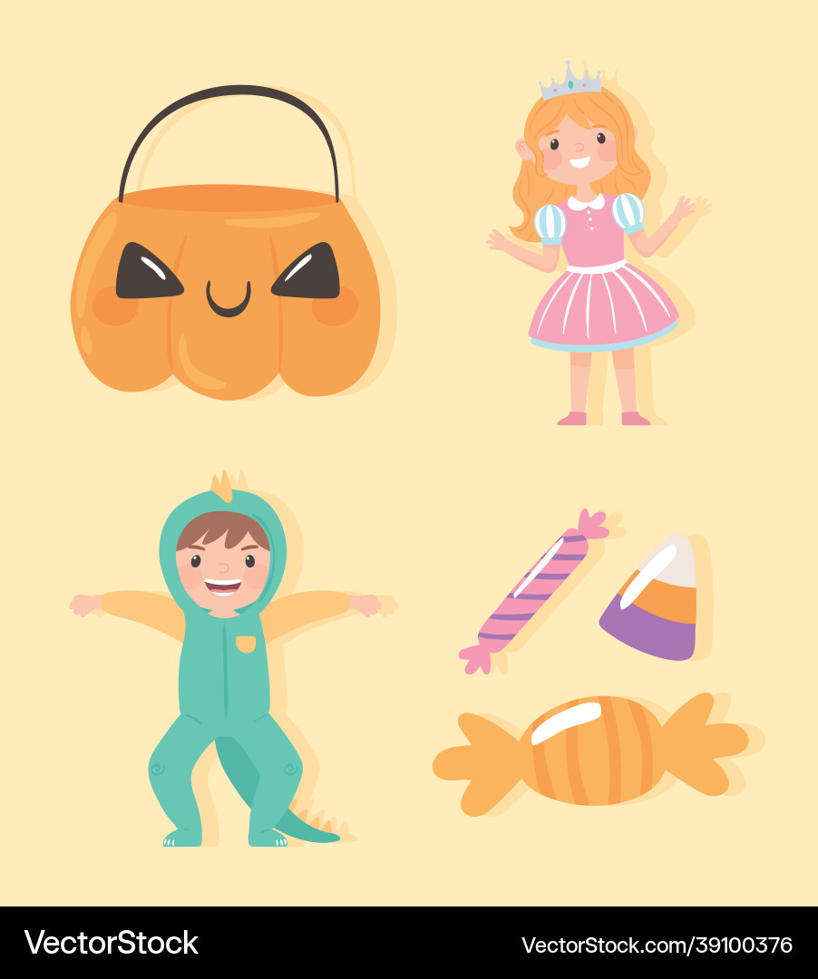Kids with costume cartoon Royalty Free Vector Image