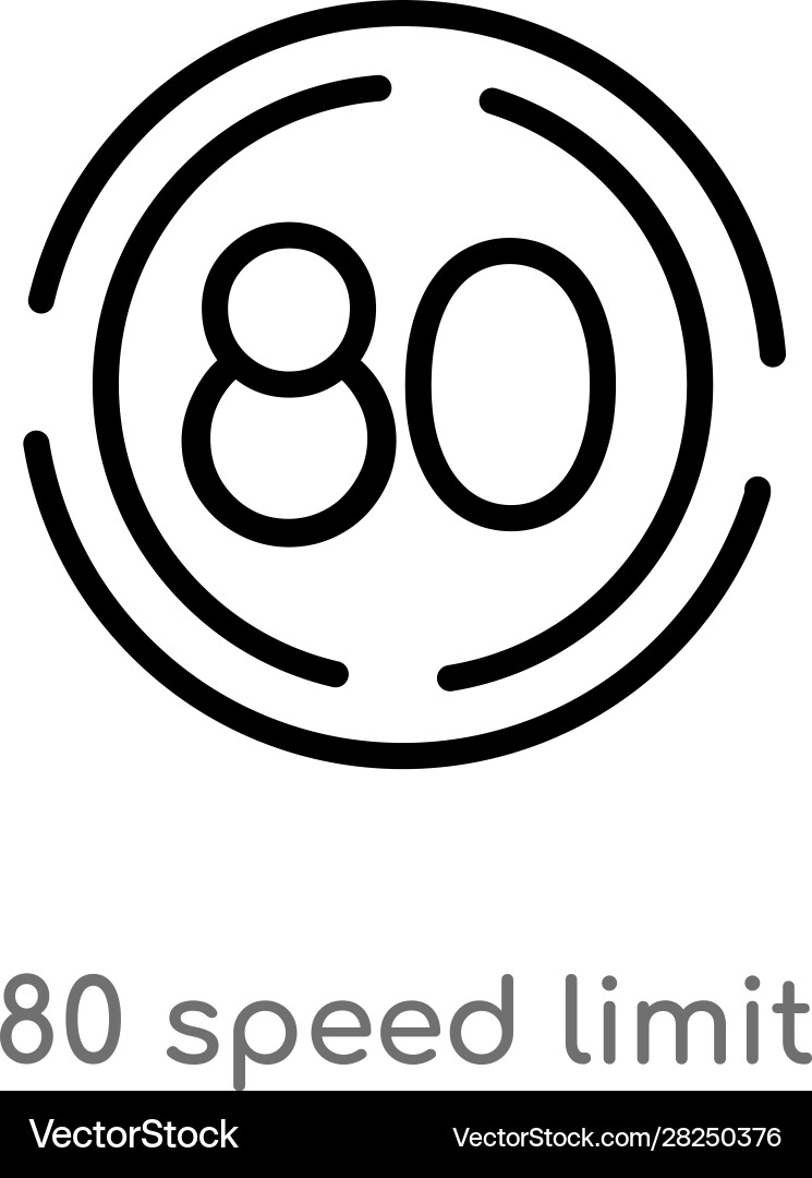 Outline 80 speed limit icon isolated black simple Vector Image