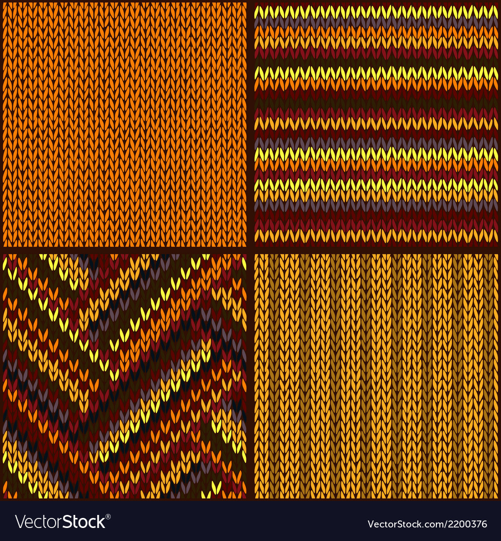 Seamless Knitted Pattern Set Royalty Free Vector Image