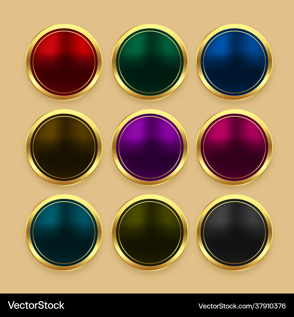 Set color metallic golden buttons Royalty Free Vector Image