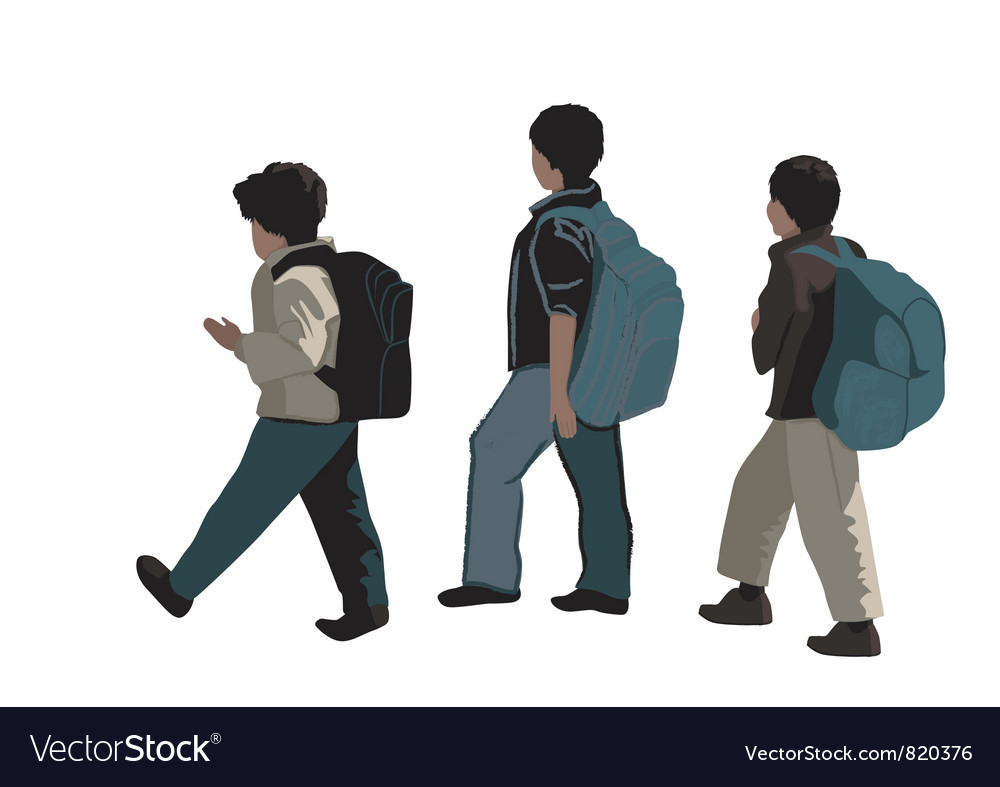 Three school students Royalty Free Vector Image