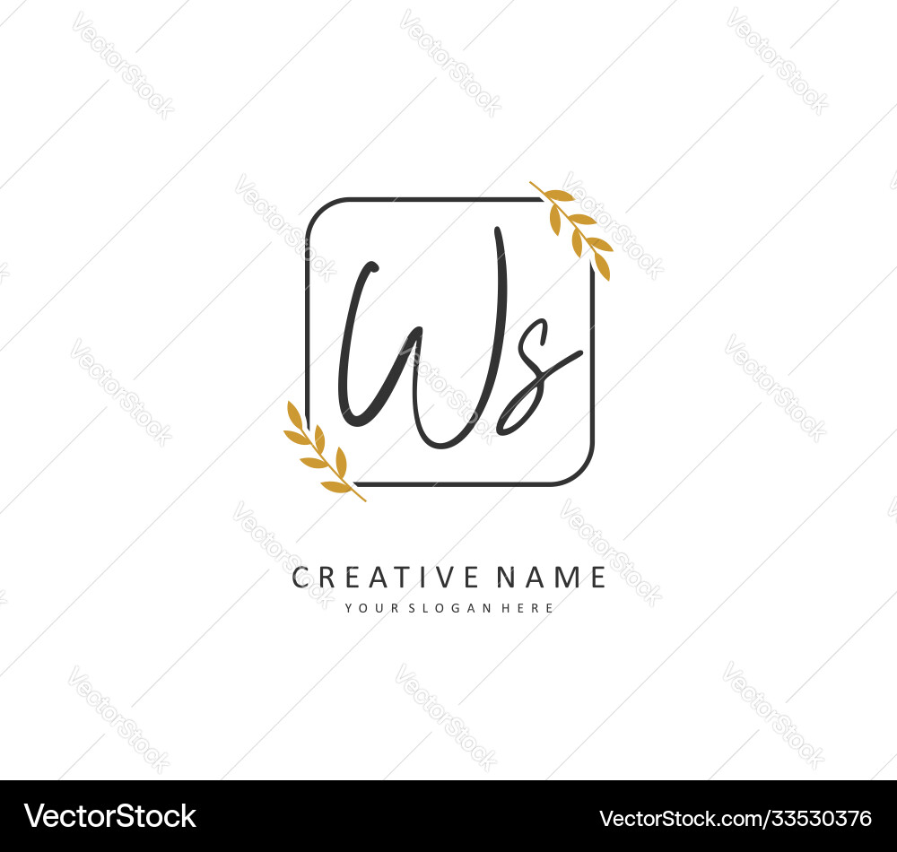 W s ws initial letter handwriting and signature Vector Image