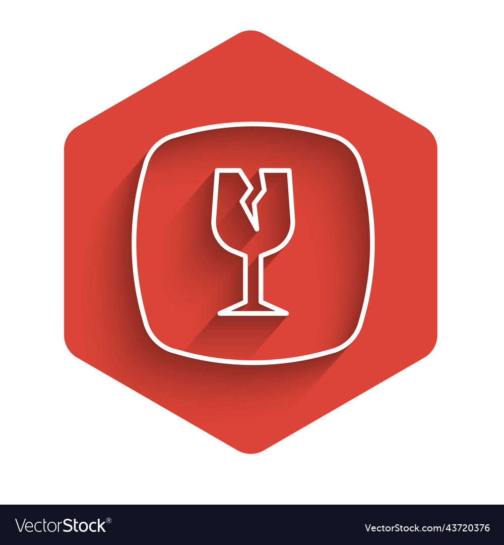 White line fragile broken glass symbol Royalty Free Vector