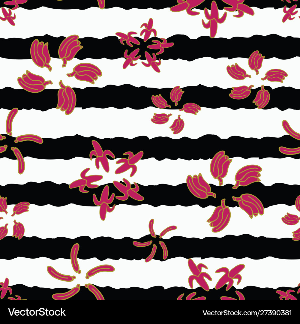 Classy stripes with bananas in floral Royalty Free Vector