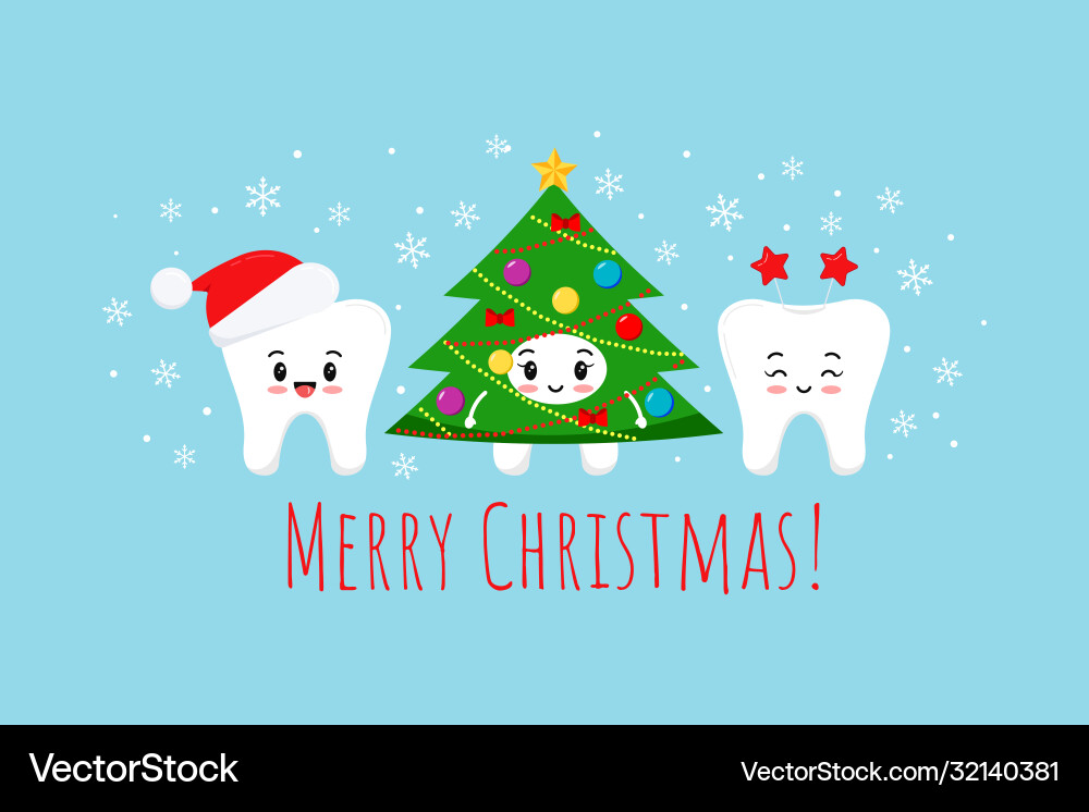 Cute smile teeth with christmas tree costume Vector Image