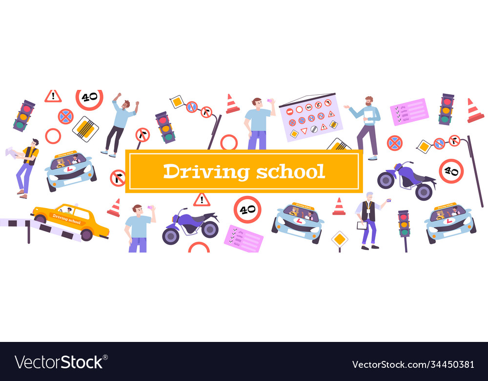 Driving school pattern Royalty Free Vector Image