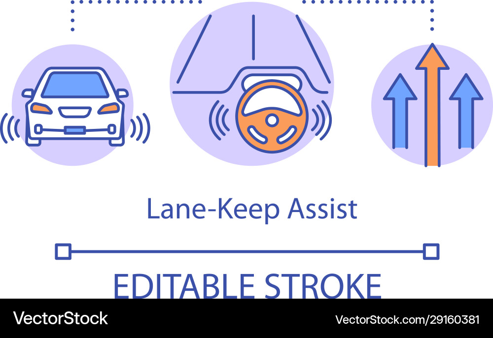 Lane-keep assist concept icon remaining vehicle Vector Image