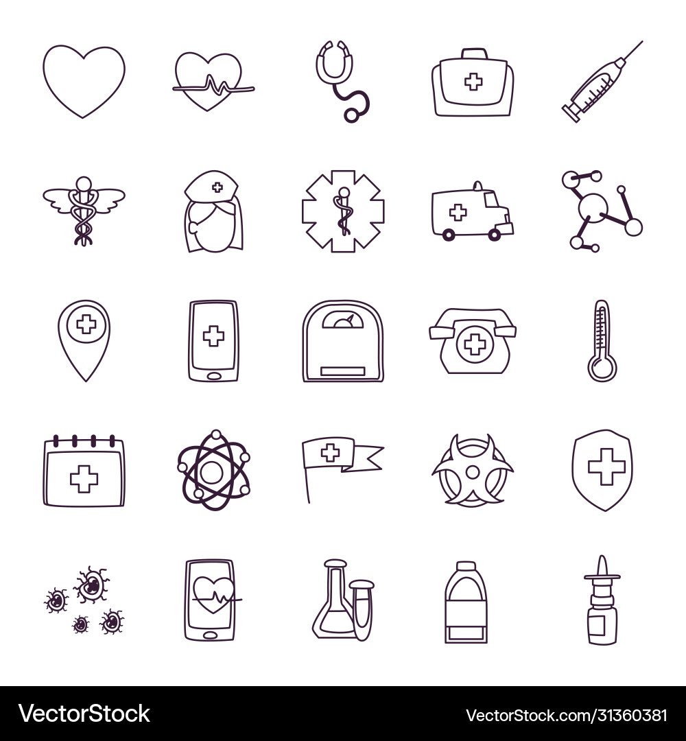 Medical line style icon set design Royalty Free Vector Image