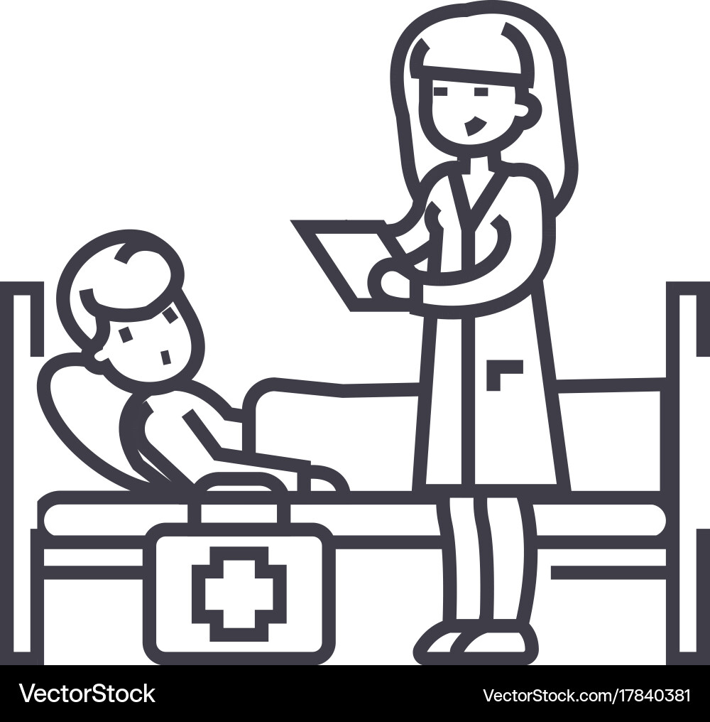 Nurse and patient line icon sign Royalty Free Vector Image