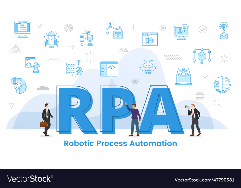 Rpa Robotic Process Automation Concept With Big Vector Image