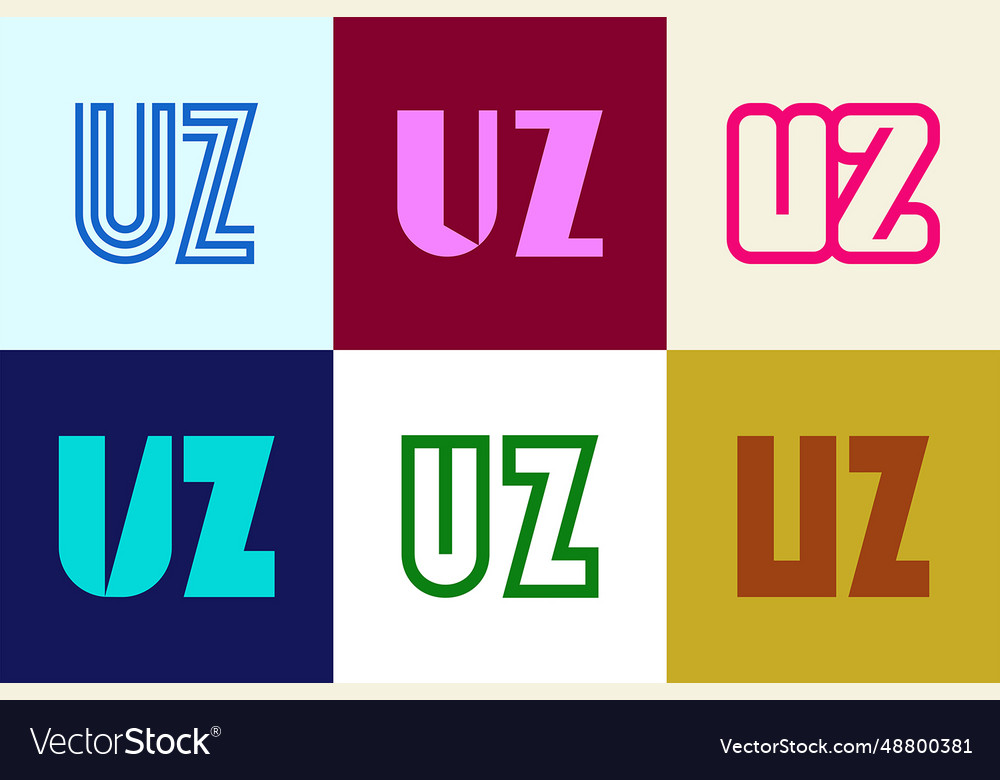 Set of letter uz logos Royalty Free Vector Image